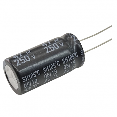 Capacitor Electrolítico 47uF 250V 105° 12X25mm CE-47uf-250V - Electrolitico